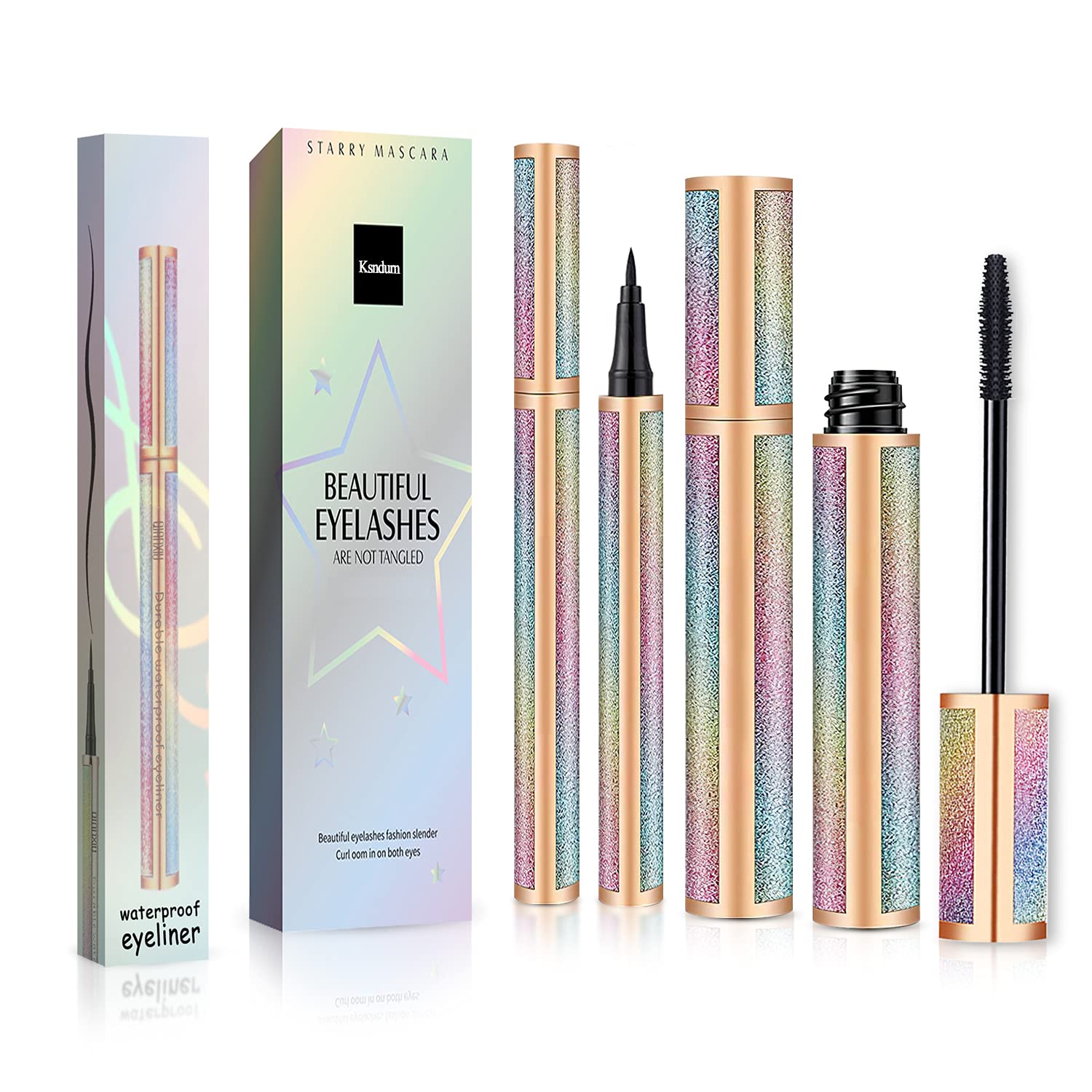 4d Silk Fiber Lash Mascara, Ksndurn Mascara - Waterproof Mascara - Sky High Mascara Black Volume and Length Lengthening No Clumping