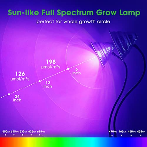 Briignite Grow Light, LED Grow Lights for Indoor Plants, Full Spectrum Plant Light, Grow Lamp with 3 Full Spectrum Modes, 10-Level Dimmable, Auto On Off Timing 3/9/12Hrs, Dual Heads
