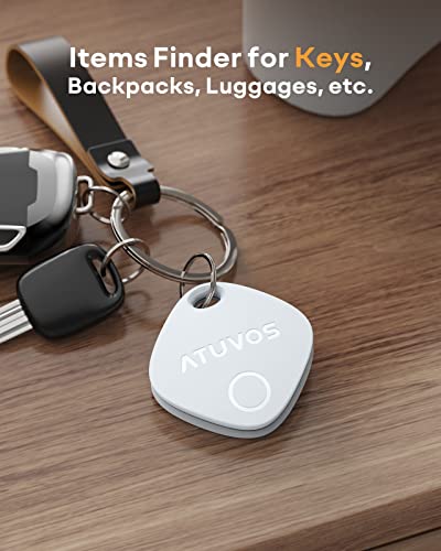 ATUVOS Luggage Tracker, Key Finder, Smart Bluetooth Tracker Pairs with Apple Find My (iOS Only), Item Locator for Bags, Wallets, Keys, Waterproof IP67, Anti-Lost 4 Pack