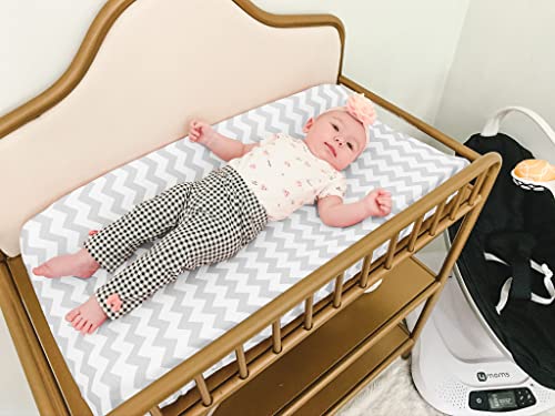 Changing Pad Cover β Premium Baby Changing Pad Covers 4 Pack β Boy or Girl Changing Pad Cover β Pure Jersey Machine Washable Grey and White Changing Table Cover β Diaper Changing Pad Cover Sheets