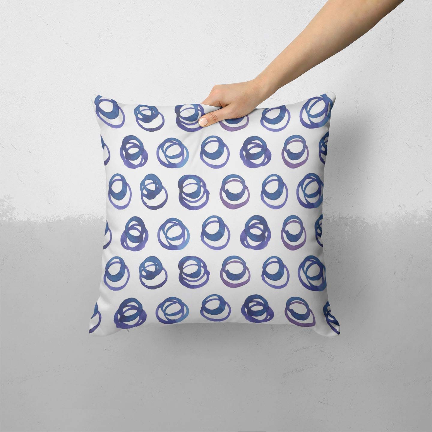 iiRov The Blue Watercolor Squigly Circles - Custom Decorative Home Decor Indoor or Outdoor Throw Pillow Cover for Sofa, Bed or Couch Cushion (Pillow CASE Cover ONLY)