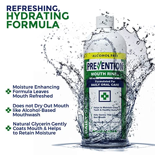 Prevention Daily Care Alcohol Free Mouthwash β No Alcohol, Burn Free, Hydrogen Peroxide Mouthwash Formula β Zero Alcohol Mouthwash for Kids & Adults β Value Pack of 2
