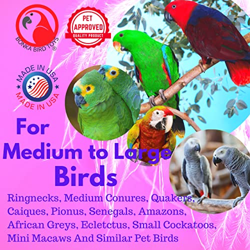 Bonka Bird Toys Clacker Colorful Durable Stainless Steel Pullable Parrot Macaw African Grey Cockatoo (Single Clacker, White)