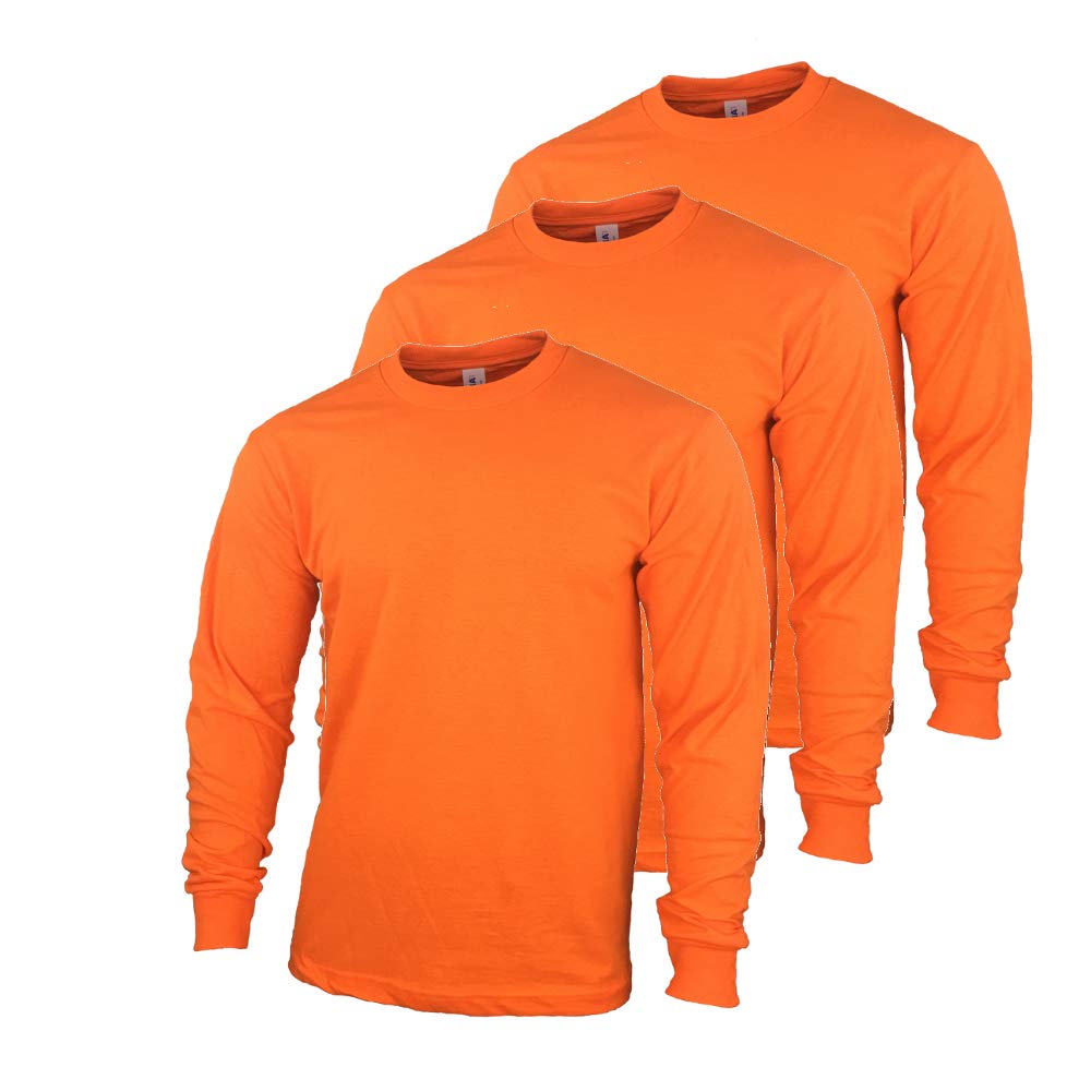 NEWFABLE Safety High Visibility Long Sleeve Construction Work Shirts Pack for Men Safety Orange M