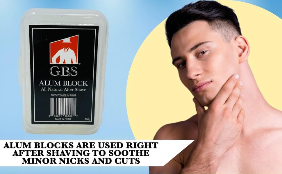 G.B.S Alum Block Bar Travel Cases, Pack of 3 (100 Grams Per Bar) Potassium Shaving Alum After Shave Soothing Razor Burn Relief
