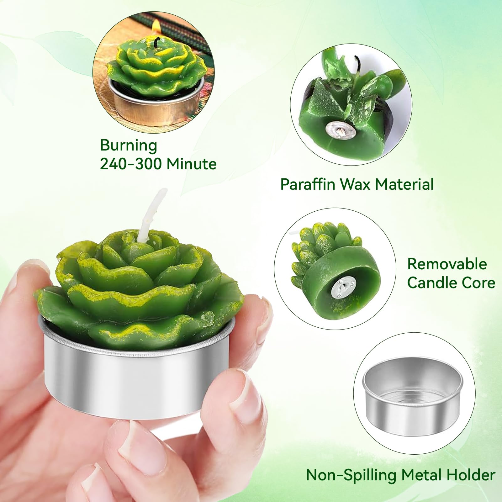 AIXIANG 6 Styles Cactus Tealights Candle Delicate Succulent Tealight Candles for Home Decor New Year Presents, Housewarming Gifts, Housewarming Favors for Guests, Christmas Decorations (6 Pcs)