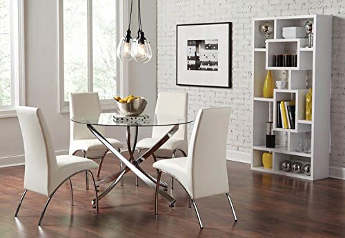 Coaster Home Furnishings Beckham Round Dining Table Chrome and Clear