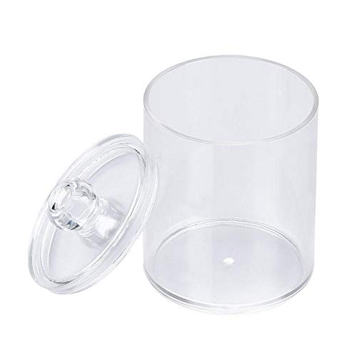 Transparent Round Cotton Bud Case Acrylic Cotton Swab Holder Storage Container Organizer for Cotton Swabs or Cotton Buds