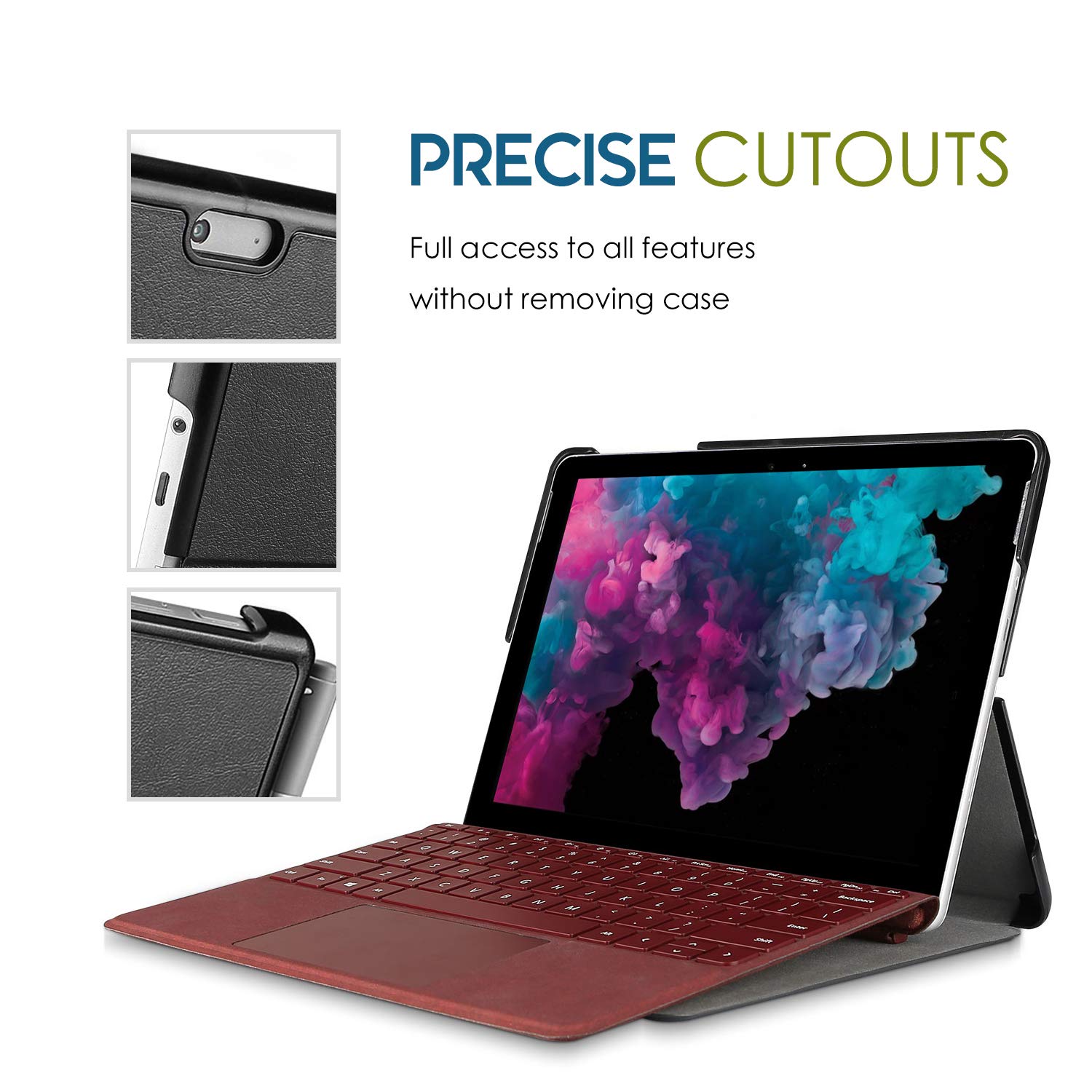 ProCase Case for 12.3" Surface Pro 7 Plus/Pro 7/ Pro 6/ Pro 5/ Pro 2017/ Pro 4/ Pro LTE, Slim Light Smart Cover Stand with Built-in Pen Holder, Compatible with Surface Type Cover -Black