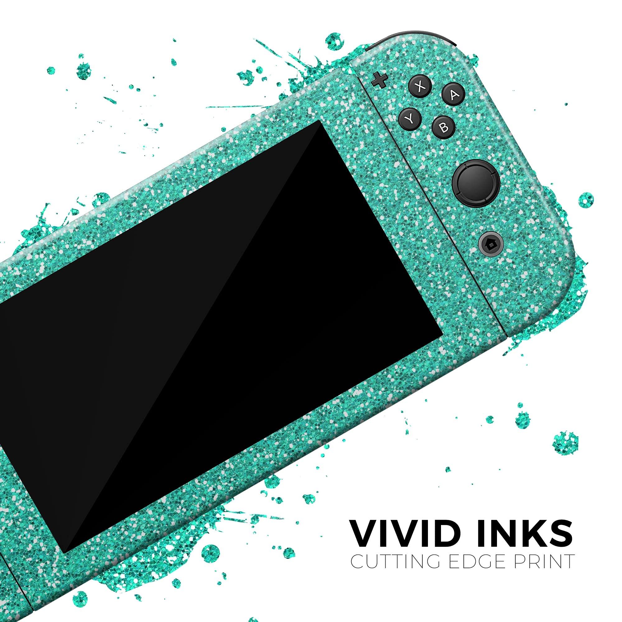 Design Skinz - Compatible with Nintendo Switch OLED Console + Joy-Con - Skin Decal Protective Scratch-Resistant Removable Vinyl Wrap Cover - Sparkling Teal Ultra Metallic Glitter