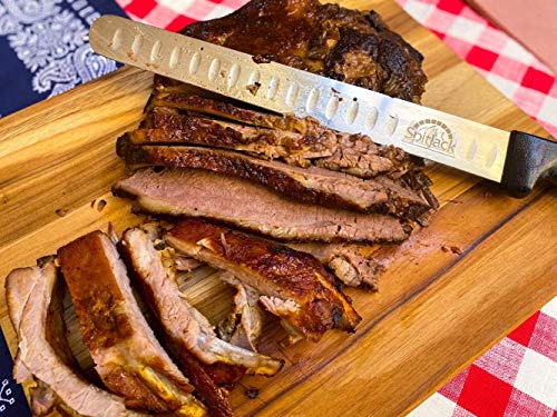 SpitJack BBQ Smoked Brisket Knife for Meat Carving and Slicing - SS, Granton Edge, 11 Inch Blade