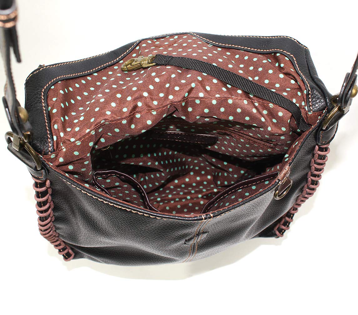 CHALA Charming Crossbody Bag Shoulder Handbag With Flap Top and Zipper (Black_ Dragonfly 3)