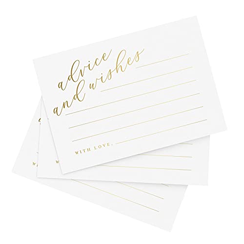 Bliss Collections Advice and Wishes Cards, Gold Foil, Perfect for: Bridal Showers, Wedding, Baby Shower, Graduation Party, Retirement, Words of Wisdom, 4"x6" Heavyweight Cards (50 Cards)