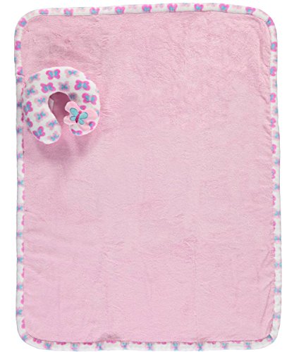 Cribmates Blanket with Neck Support, Pink/Blue/White Butterfly