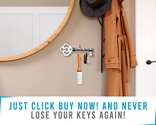 Comfify Decorative Wall Mounted Key Holder - Multiple Key Hooks Rack for Entryway - Hand Cast Aluminum Key Shaped - Modern Theme - Polished Finish - with Screws and Anchors