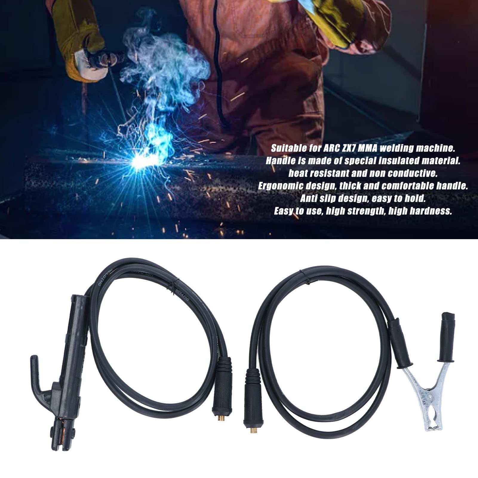 300A Welder Ground Cable Earth Clamp Set with 1.5m Cable for ARC ZX7 MMA Welding Machine Accessories