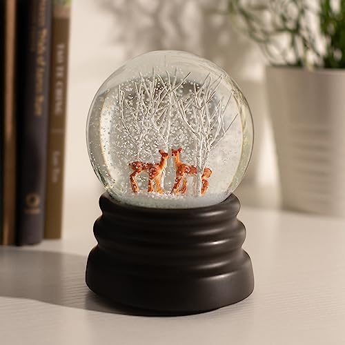 Ashfield & Harkness Deer and Tree Decorative Snow Globe with Wind Up Music Box