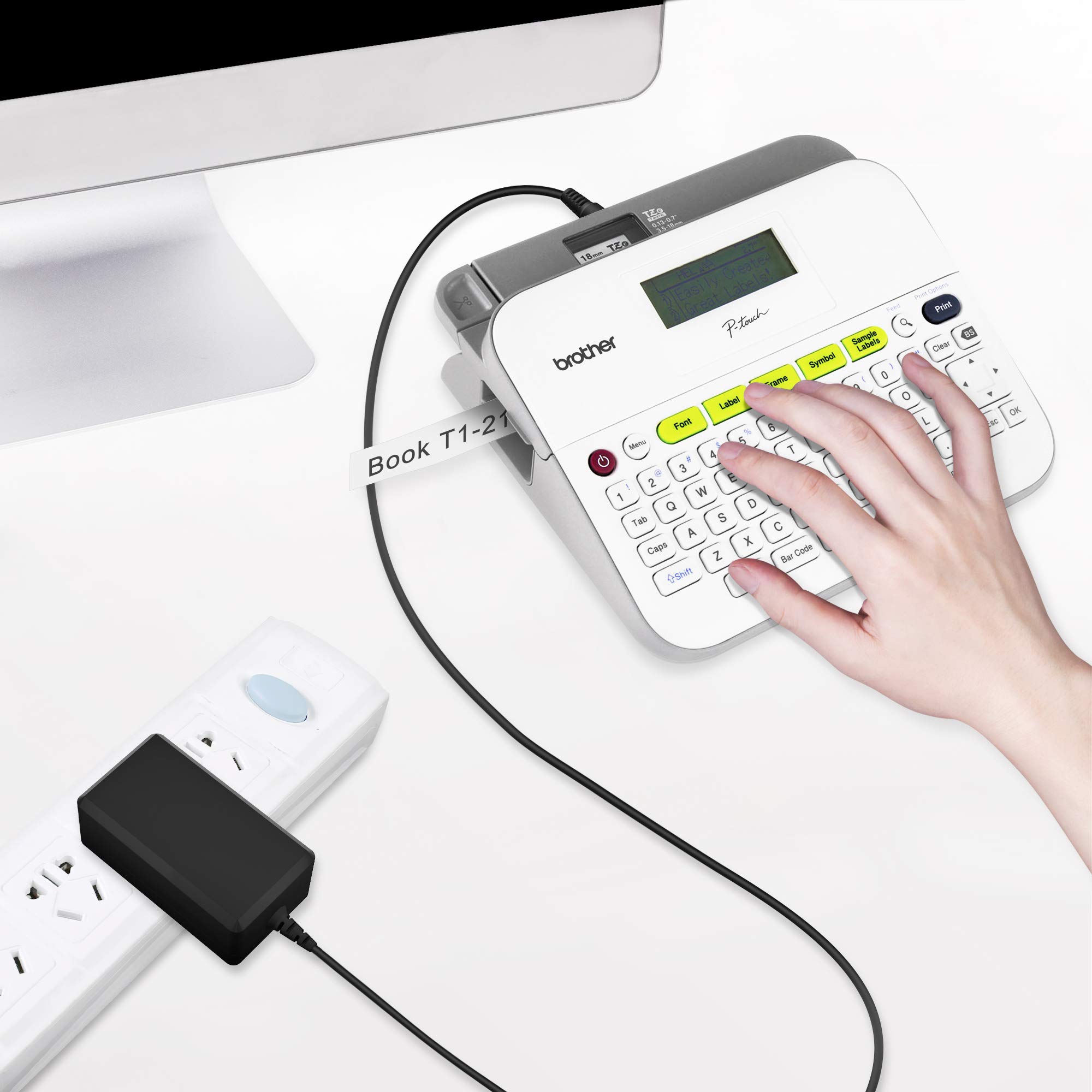 PwrON 12V 2A Printer Charger AD-E001 AC Power Adapter Compatible with P-Touch Edge Label Maker PT-D400 PT-D400AD PT-D450 PT-D600 PT-E300 PT-E500 PT-E550W PT-H300 PT-P700 PT-P750W UU324-1220