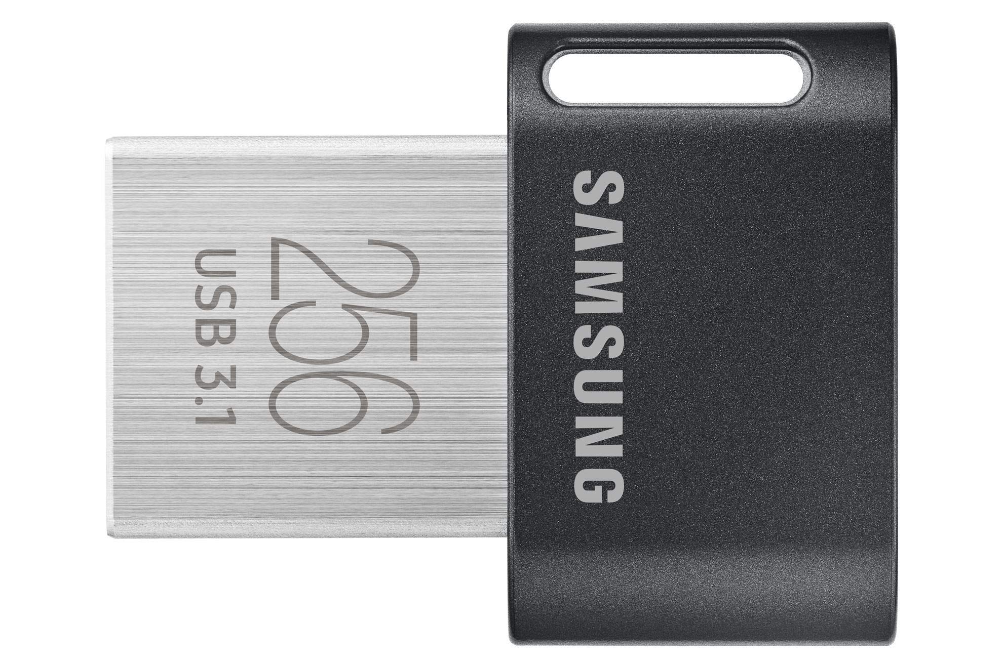 Samsung FIT Plus USB Flash Drive Type-A 256GB 400MB/s Read 110MB/s Write Compact USB 3.1 Memory Stick with Keyring Grey MUF-256AB/APC