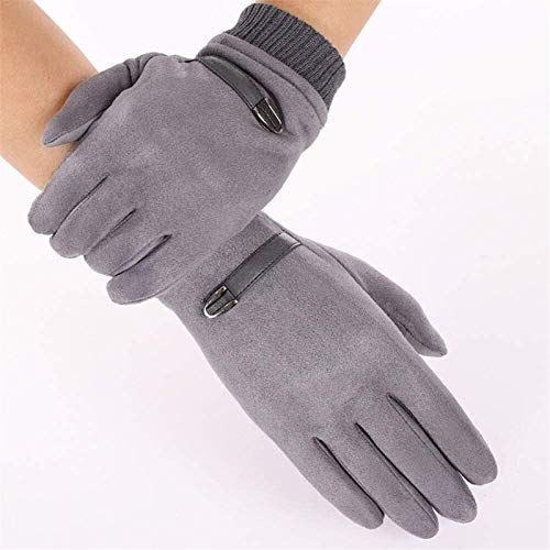 XJXJ Suede Gloves Men's Autumn and Winter Windproof Warm Non-slip Touch Screen Plus Velvet Thickening Riding Motorcycle. anti arthritis gloves (Color : Grey)