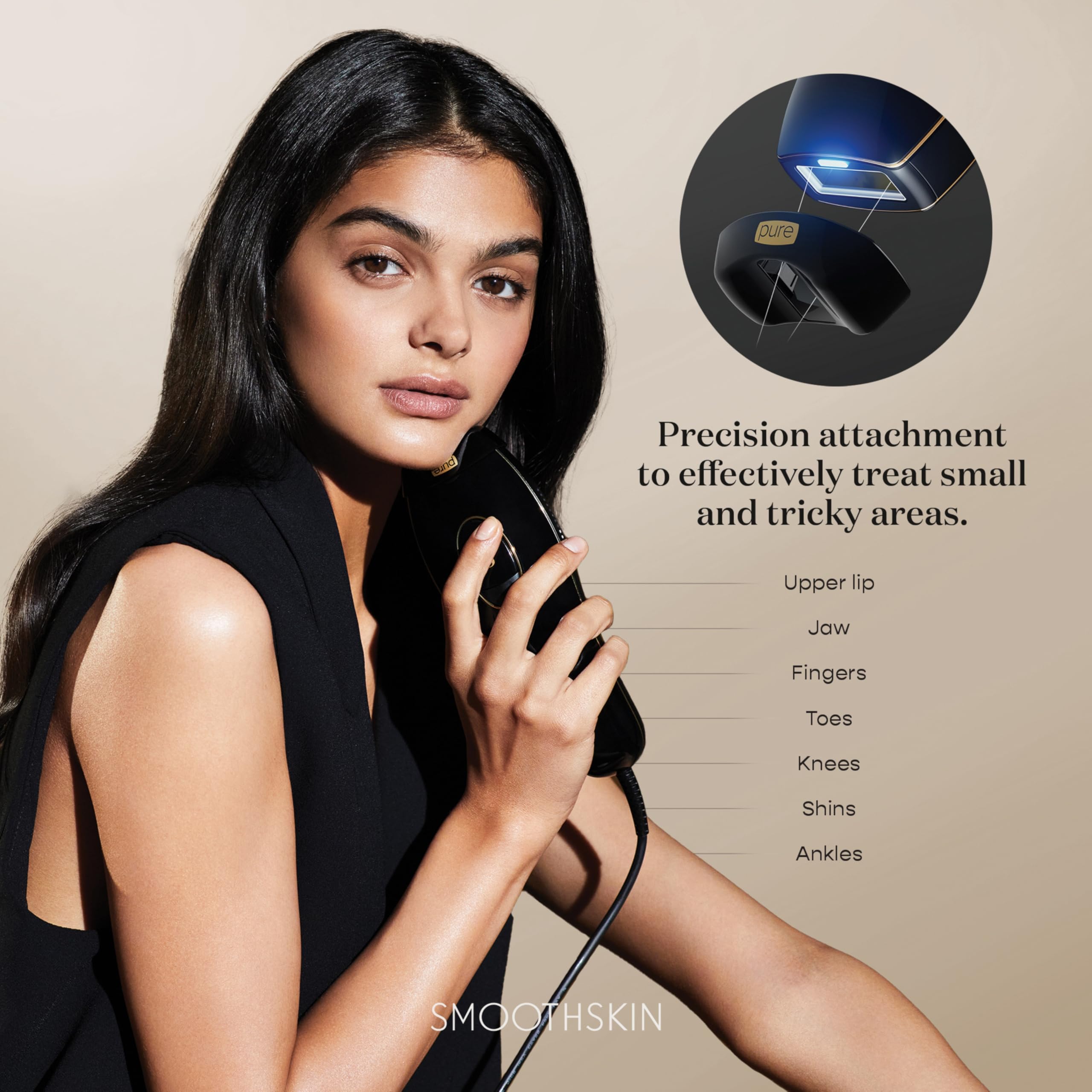 Smoothskin Pure Fit IPL Laser Hair Removal Device, for Body & Face, Long-Lasting Hair Removal from Home, Alternative to Laser, with Precision Head
