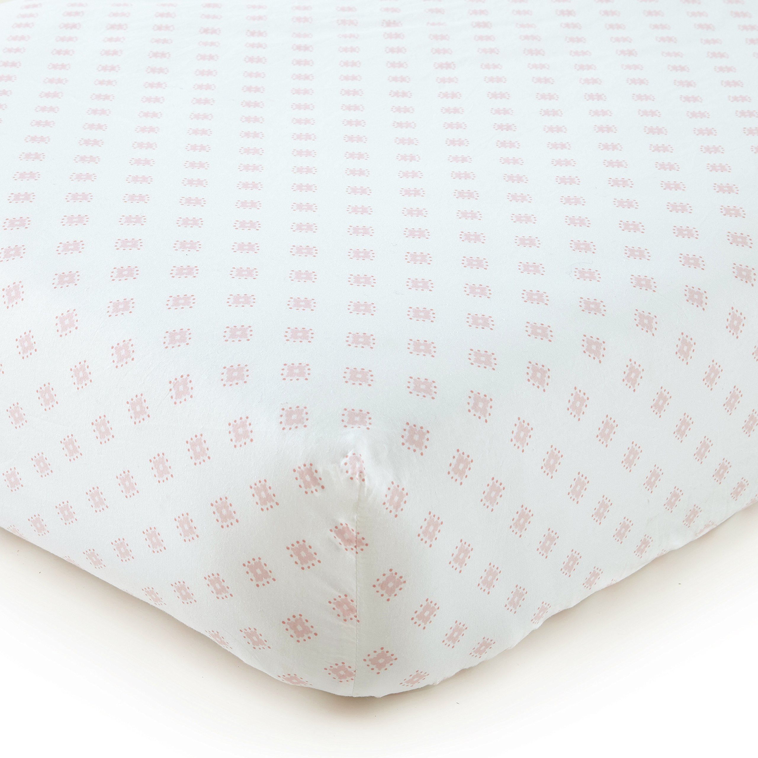 Levtex Baby - Willow Crib Bed Set - Baby Nursery Set - Pink - Soft Rosette Pintuck - 5 Piece Set Includes Quilt, Fitted Sheet, Diaper Stacker, Wall Decal & Crib Skirt/Dust Ruffle