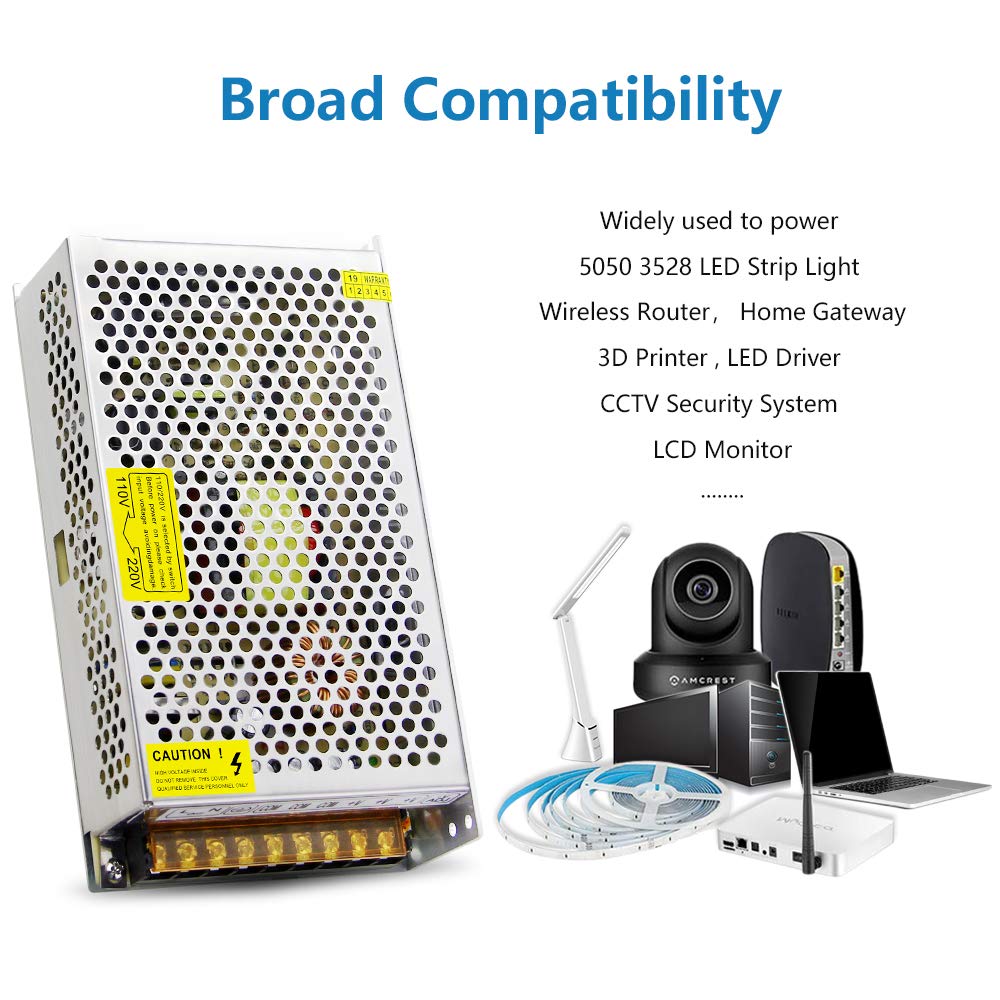 SHNITPWR 24V Power Supply 10A 240W AC DC Adapter, DC 24 Volt 10 Amp Switching Power Converter Transformer LED Driver 110V / 220V AC in for LED Light Strip 3D Printer CCTV Security System LCD Monitor
