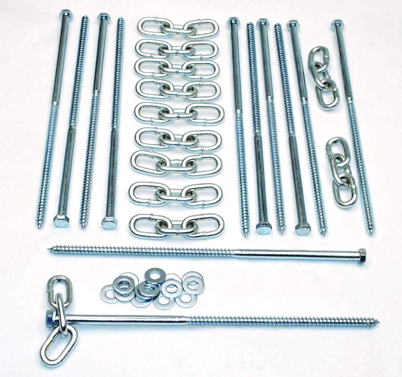 Lexar Industrial 12 pc Lag Screws 3/8 x 12 Tent Stakes Festival Kit with Chain Links and Washers