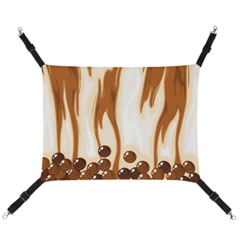 Bubble Tea in Brown Sugar Milk Tea Pet Hammock Comfortable Adjustable Hanging Bed for Small Animals Dogs Cats Hamster