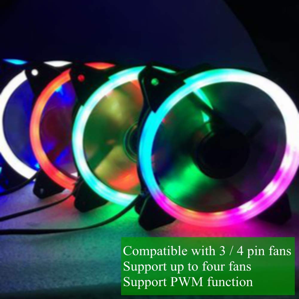 PWM Fan Hub, 4-Pin Computer CPU/Case Fan Power Multi Splitter Connector Cable Adapter for Computer Cooler Fans