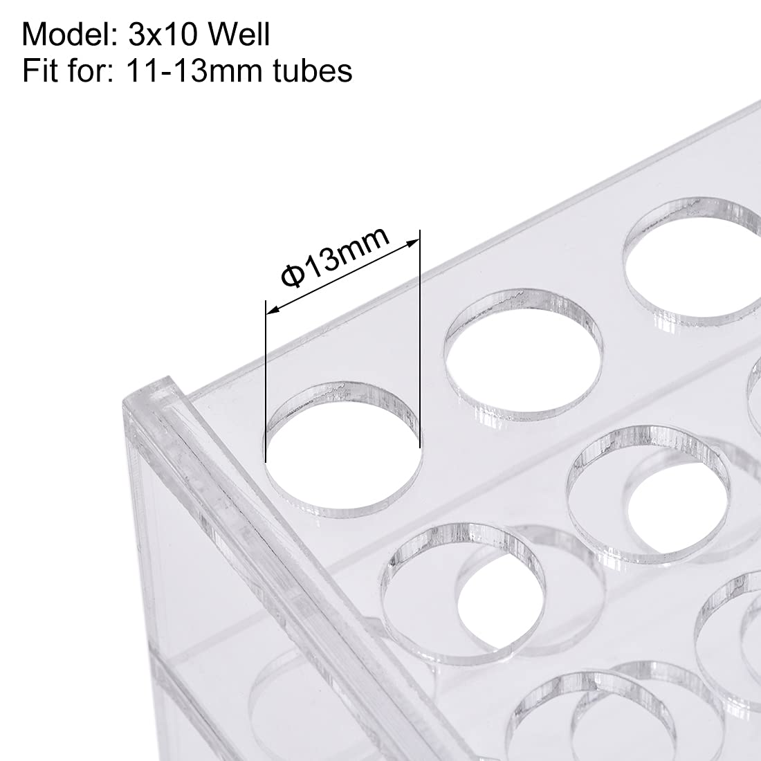 uxcell Acrylic Test Tube Holder Lab Stand Rack 3x10 Wells for 11-13mm Centrifuge Tubes Clear