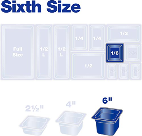 Carlisle FoodService Products Plastic Food Pan 1/6 Size 6 Inches Deep Clear (Pack of 6)