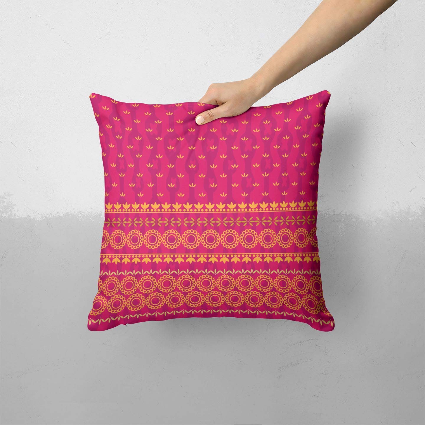 iiRov Tall Pink & Orange Vintage Pattern - Custom Decorative Home Decor Indoor or Outdoor Throw Pillow Cover for Sofa, Bed or Couch Cushion (Pillow CASE Cover ONLY)