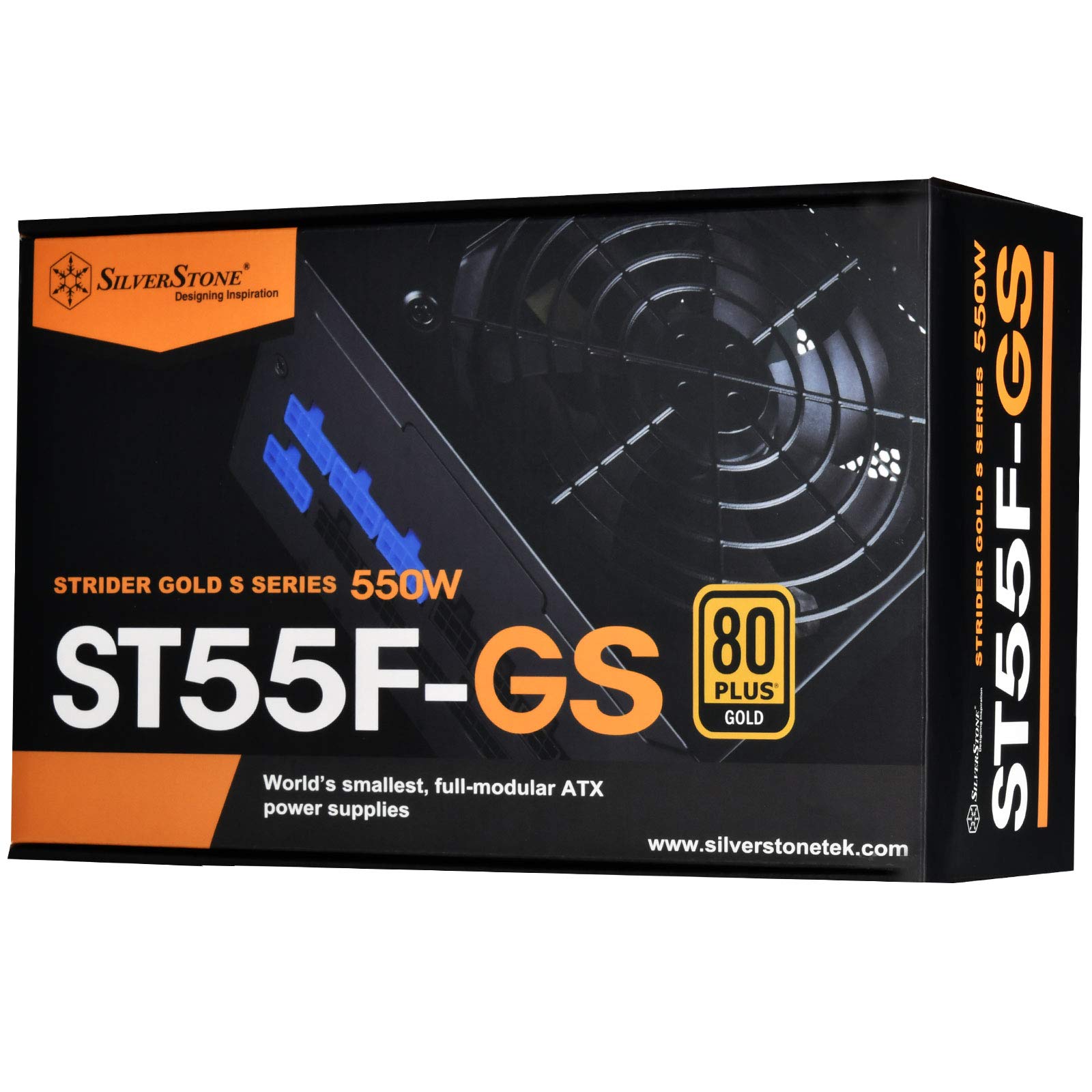 SilverStone Technology 550W Computer Power Supply PSU Fully Modular with 80 Plus Gold & 140mm Design Power Supply (SST-ST55F-GS)