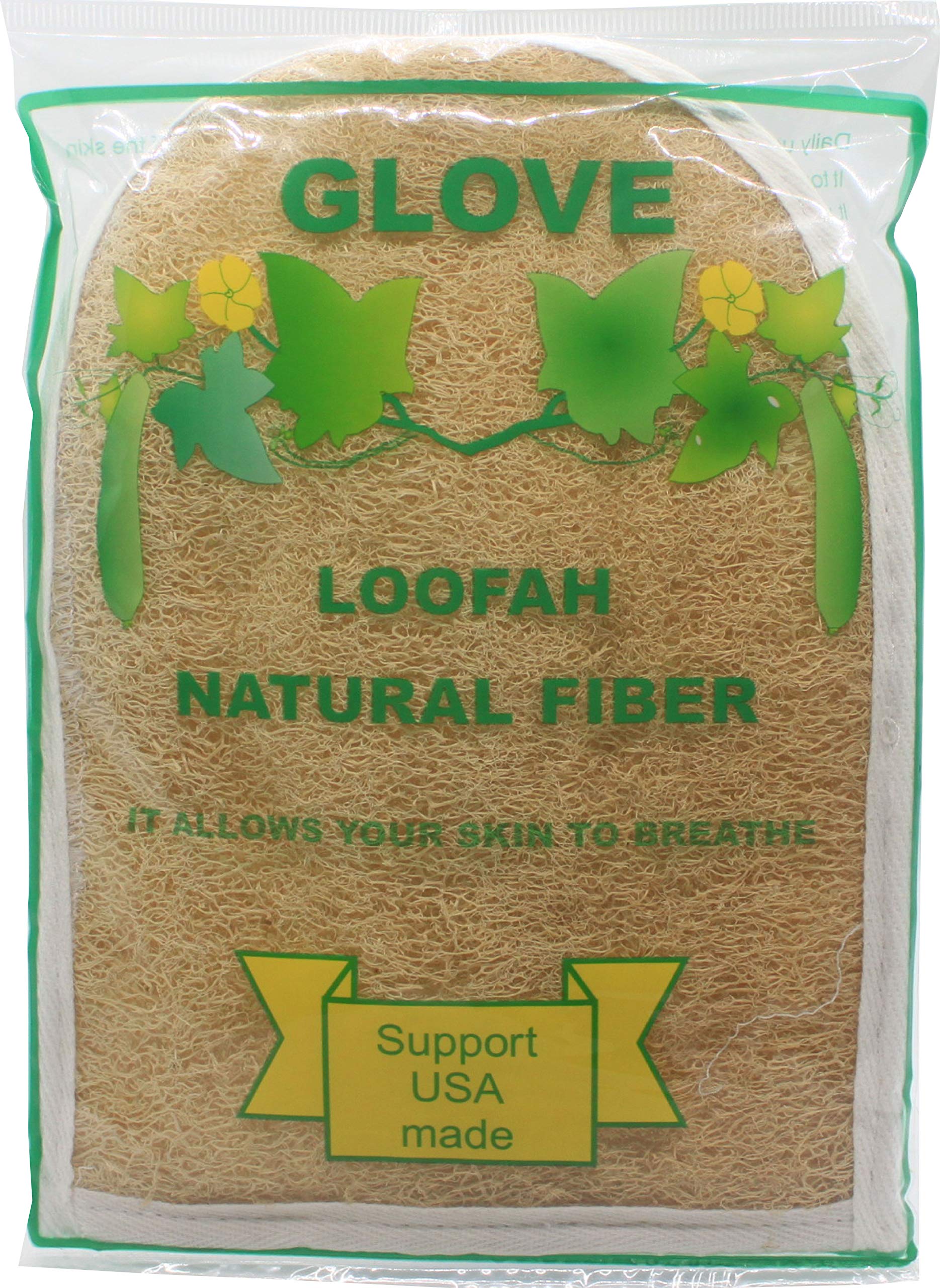 Made in USA Loofah Shower Glove Exfoliating Natural Organic - Perfect Fit Pad for Your Hand- Woman/Men Body Scrubbers Loofah Glove-Mens Exfoliating Glove Natural, [1 Each]