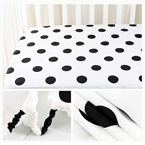 Lovepreciousbaby Dot Print Fitted Crib Sheet, 100% Cotton Baby Crib Sheets for Standard Crib Mattress- Black Dots Pattern