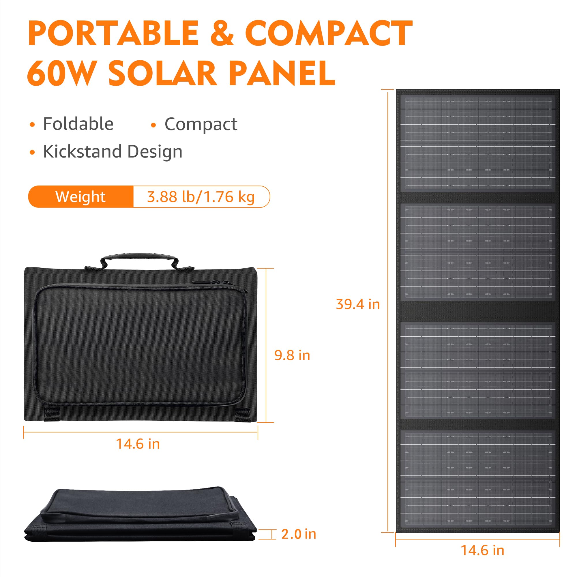 300W Portable Power Station 260Wh Outdoor Solar Generators Mobile Lithium Battery Pack 110V Outlet Solar Power Bank Camping Power Supply for Laptop with 60W Solar Panel