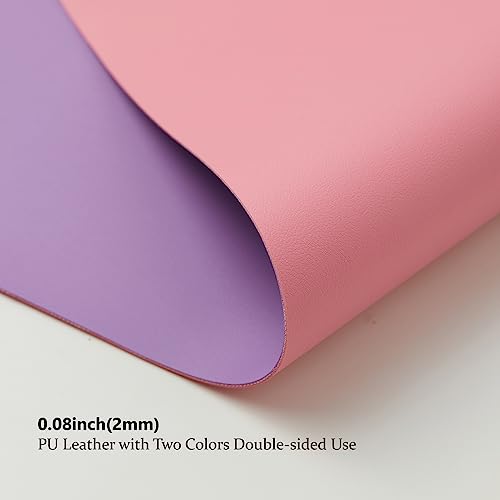 Compact Dual Sided Leather Desk Mat - Desk Pad for Office and Home - Desk Organization and Accessories - Ideal for Large Mouse Pad and Small Desk Mats on Top of Desks(Pink+Purple,23.6"x 11.8")