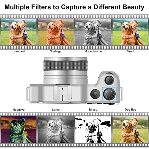 BooHAN Digital Camera,UHD 4K&48MP Video Camera for Photography,Vlogging Youtube,Auto-Focus,18X Zoom,Dual Cameras, Multi-Filters,Travel Portable Beginners,Adults,Teens,Kids-White,(X9)