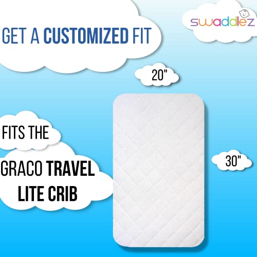 Bassinet Mattress Pad Protector- Fits The 30” x 20” Graco Travel Lite Crib, Soft Bamboo Surface, Breathable - Waterproof Bassinet Mattress Protector - Bassinet Mattress Cover