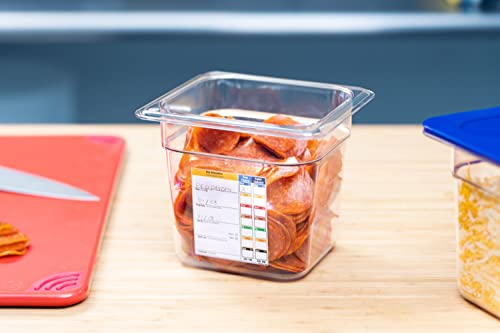 Carlisle FoodService Products StorPlus Plastic 1/6 Food Pan with Integrated Label For Restaurants, 2.5 Quarts, Clear