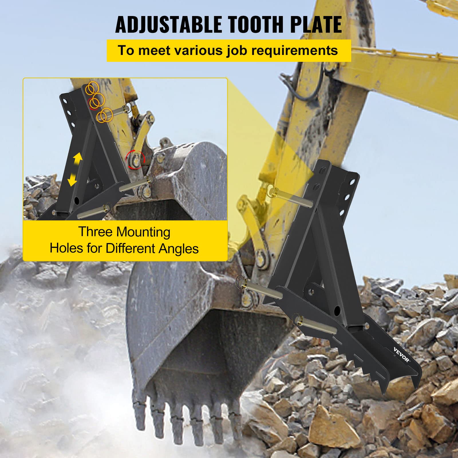 Mophorn 24 inch Excavator Hydraulic Thumb Backhoe Excavator Thumb Attachments Weld 1/2 Inch Teeth Thick Steel Plate Assembly CNC Plasma Cut Bolt-On Design