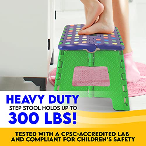 Crayola 9” inch Folding Step Stool (1 Pack), Step Stool for Kids, Toddler Color Learning, Toddler Step Stool, Kitchen Helper Stool for Toddlers, Potty Training Step Stool, Step Stool 300 lb Capacity