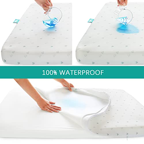 Bassinet Mattress Topper 33" x 20" Fits Mika Micky, Baby Delight, Koolerthings and Other Bedside Sleeper Bassinet, Waterproof Lining Breathable Soft, Baby Foam Mattress with Removable Zippered Cover