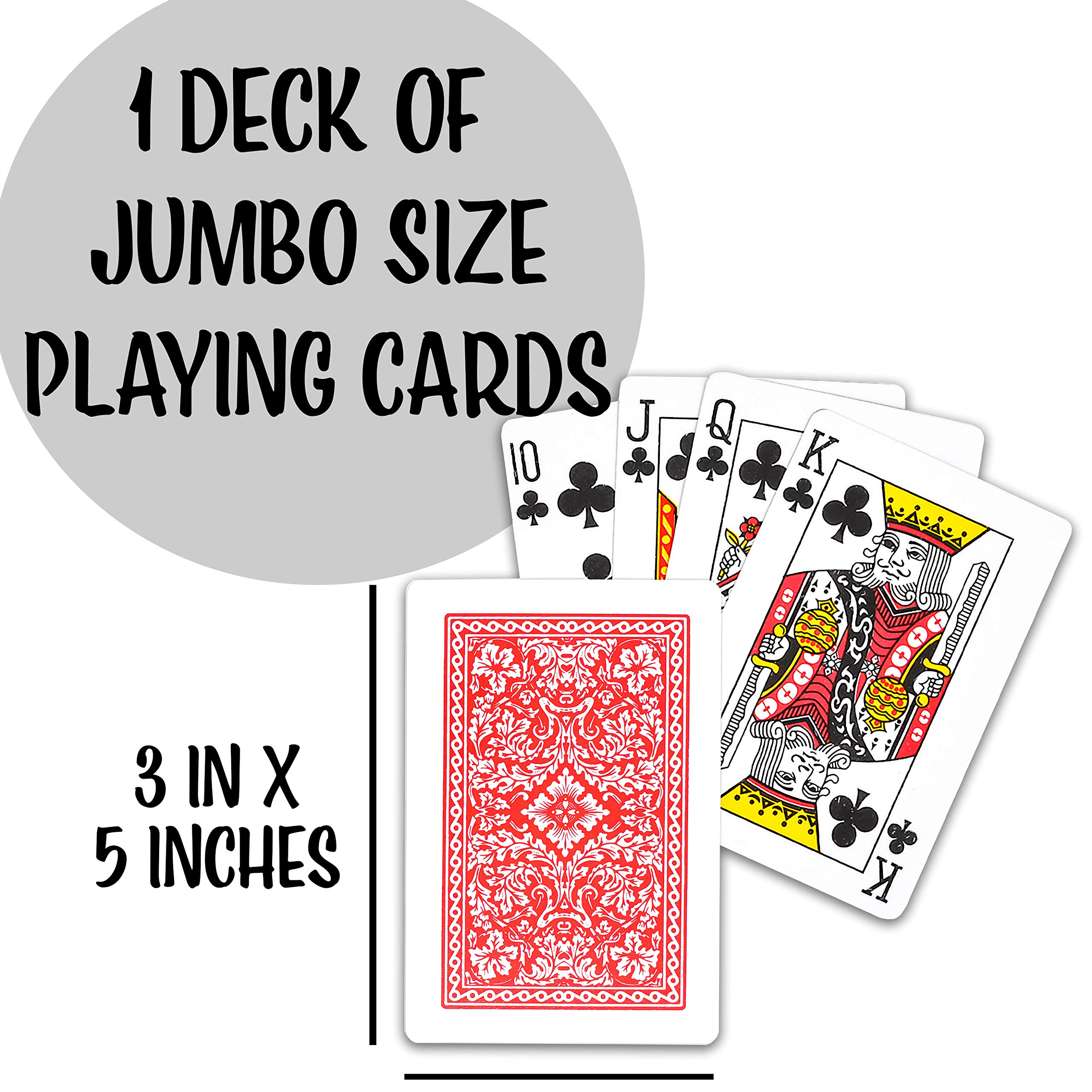 Edgewood Toys 3” X 5” Extra Large Playing Card Deck – Giant Playing Cards with Easy to Read Jumbo Print for Adults, Kids, & Seniors – Great to Use with Classic Card Games, Poker, Board Games | 1-Pack