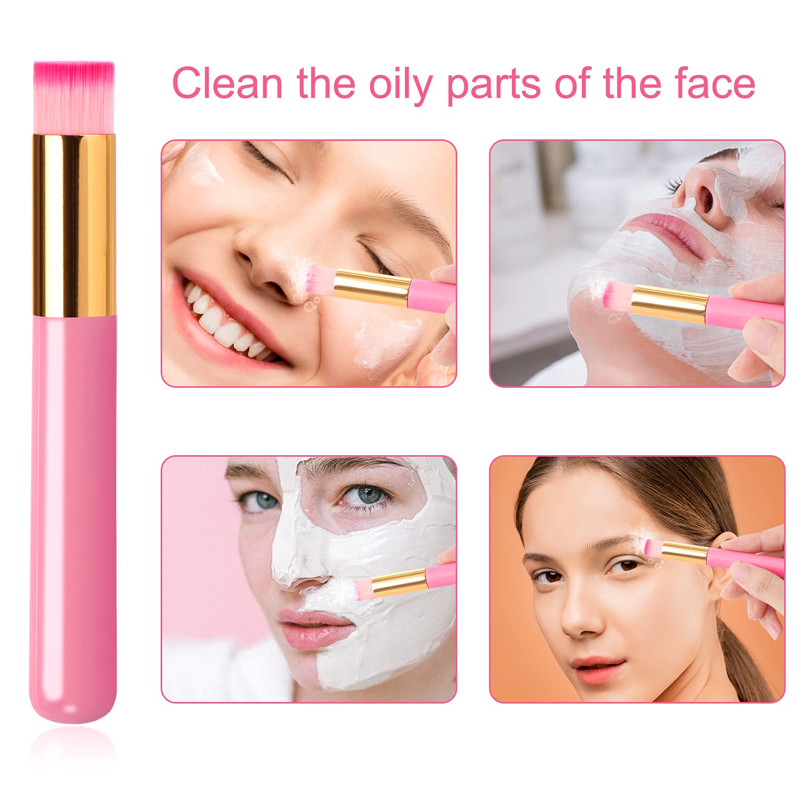 Dming 5 Pieces Lash Shampoo Brushes, Eyelash Extension Cleansing Brush Peel Off Blackhead Remover Tool Nose Pore Deep Cleaning Brush Cosmetic Lash Cleanser Brush Facial Cleansing Brushes (Pink)