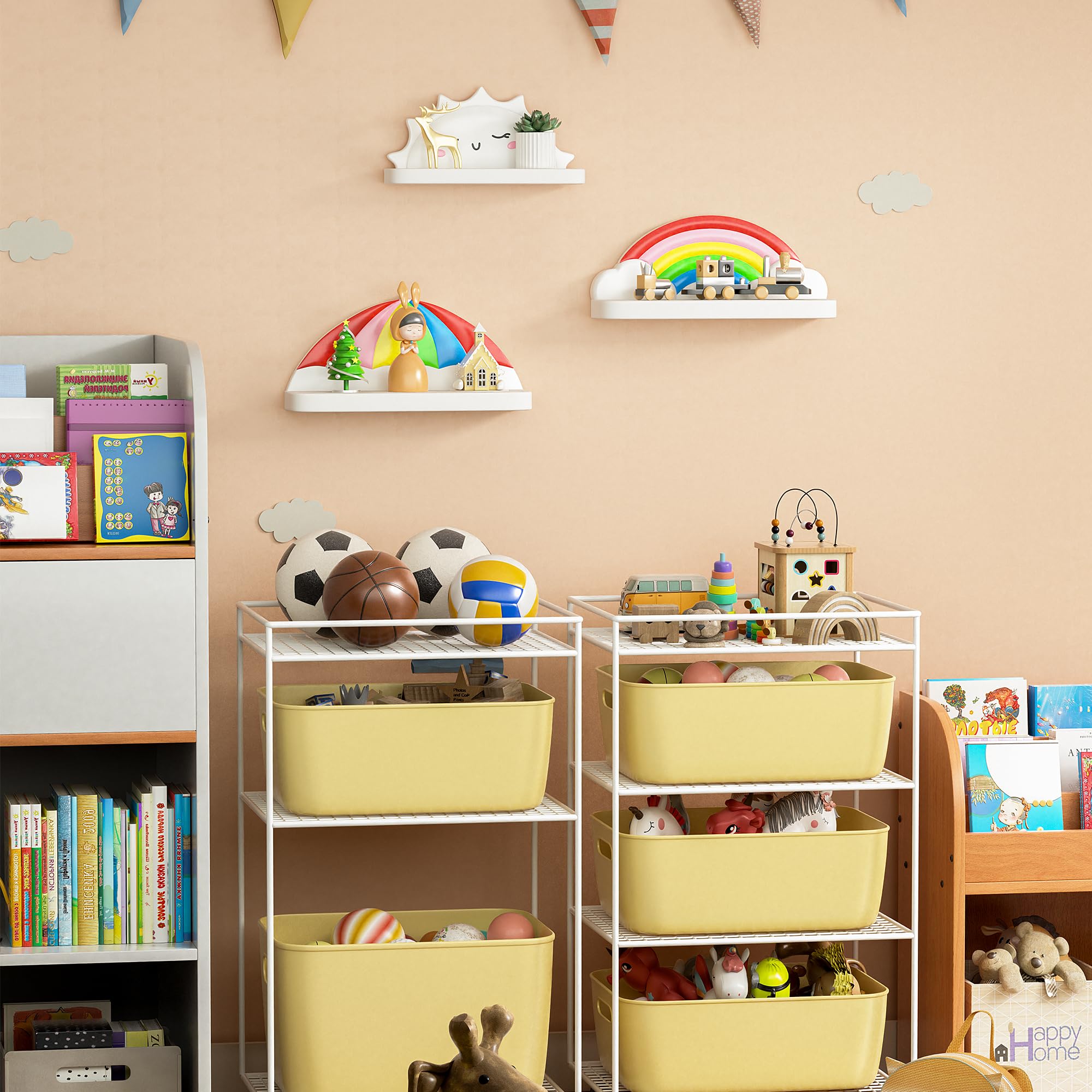 Veluckin Floating Shelves for Kids Room Nursery Wall Decor Display Compact Style for Livingroom Bedroom Bathroom,3 Pack,C1