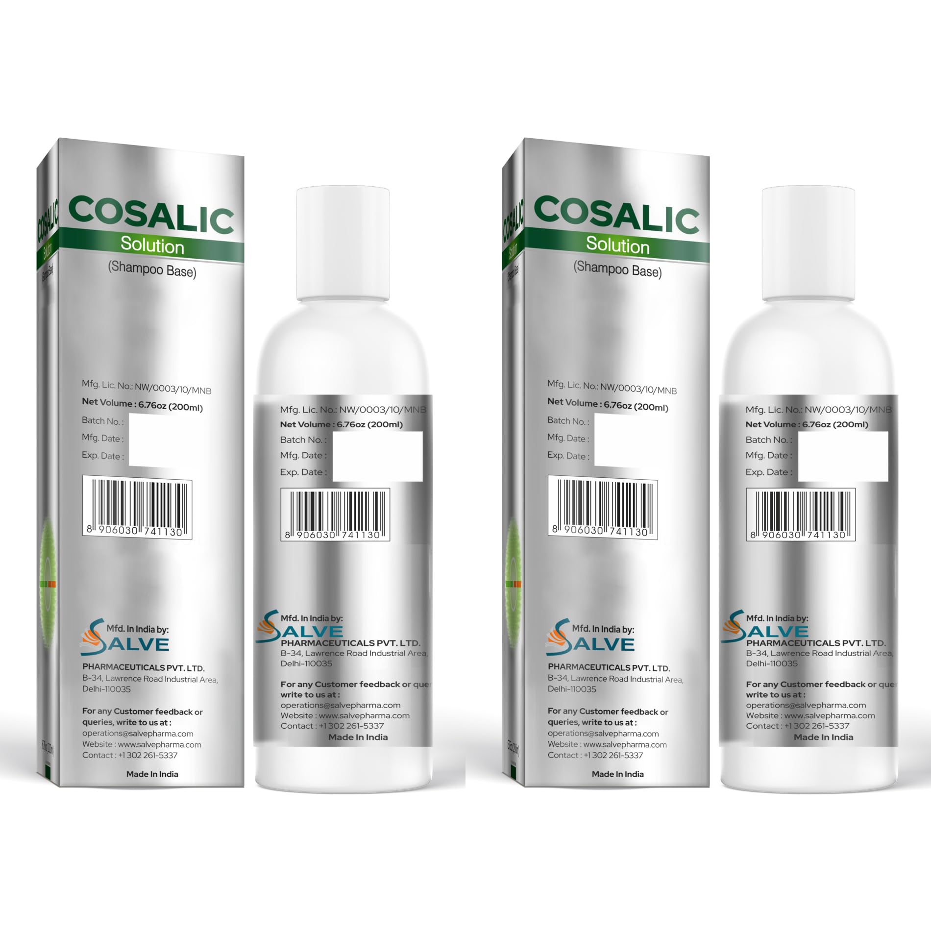 Cosalic Coal Tar and Salicylic Acid Solution Dandruff Free Shampoo with Salicylic Acid for Dry Scalp, Itch Relief, Psoriasis & Seborrheic Dermatitis - 6.8 Fl Oz(Pack of 2)