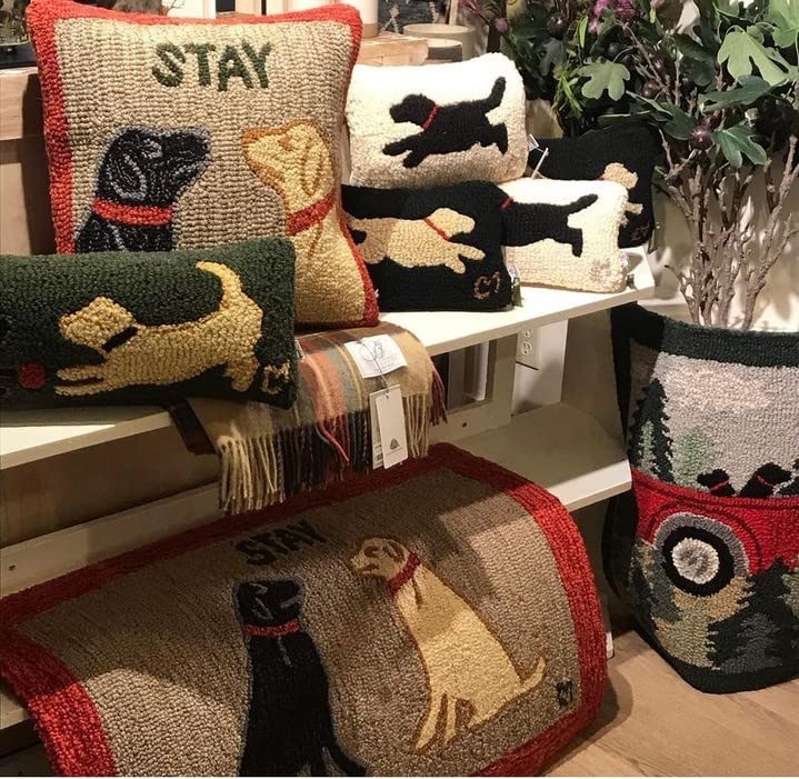 Chandler 4 Corners Artist-Designed Playing Lab Pals Hand-Hooked Wool Decorative Throw Pillow (8β x 24β) Dog Pillow for Couches & Beds - Easy Care & Low Maintenance - Labrador Lumbar Pillow
