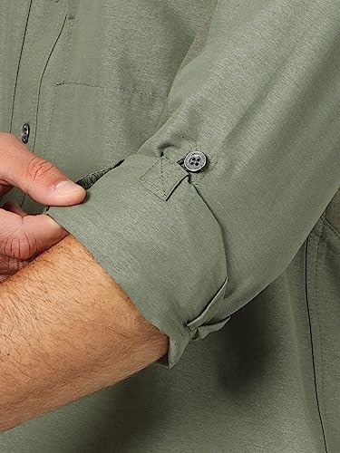 ATG by Wrangler mens Long Sleeve Mixed Material Shirt, Dusty Olive, XX-Large US
